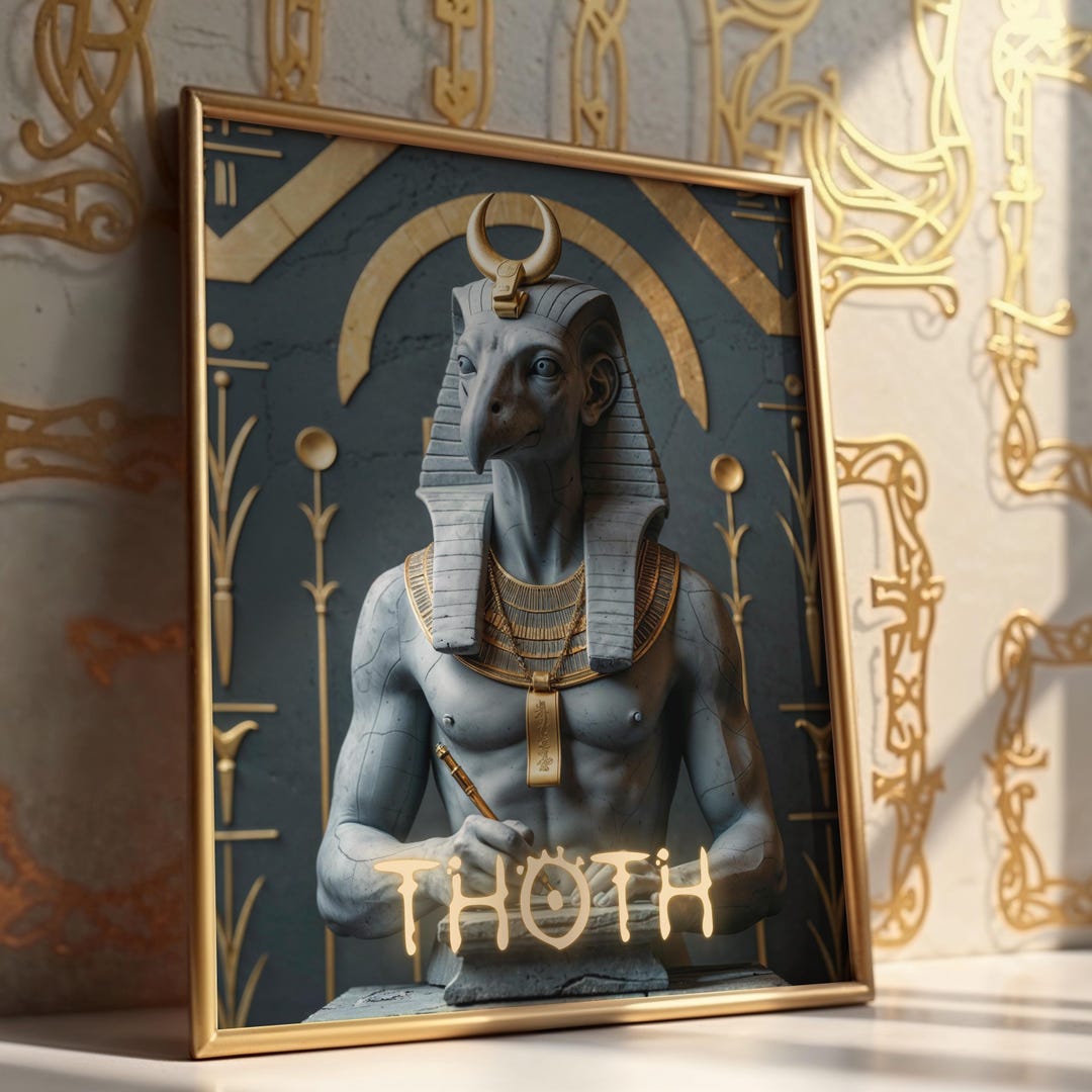 Thoth Print: Egyptian God of Wisdom, Sculpted Bust Art - Etsy