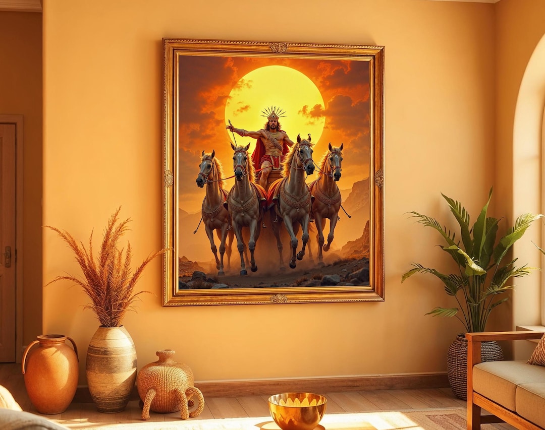 Helios Greek Sun God Poster, Mythology Art Print, Vibrant Greek Decor ...