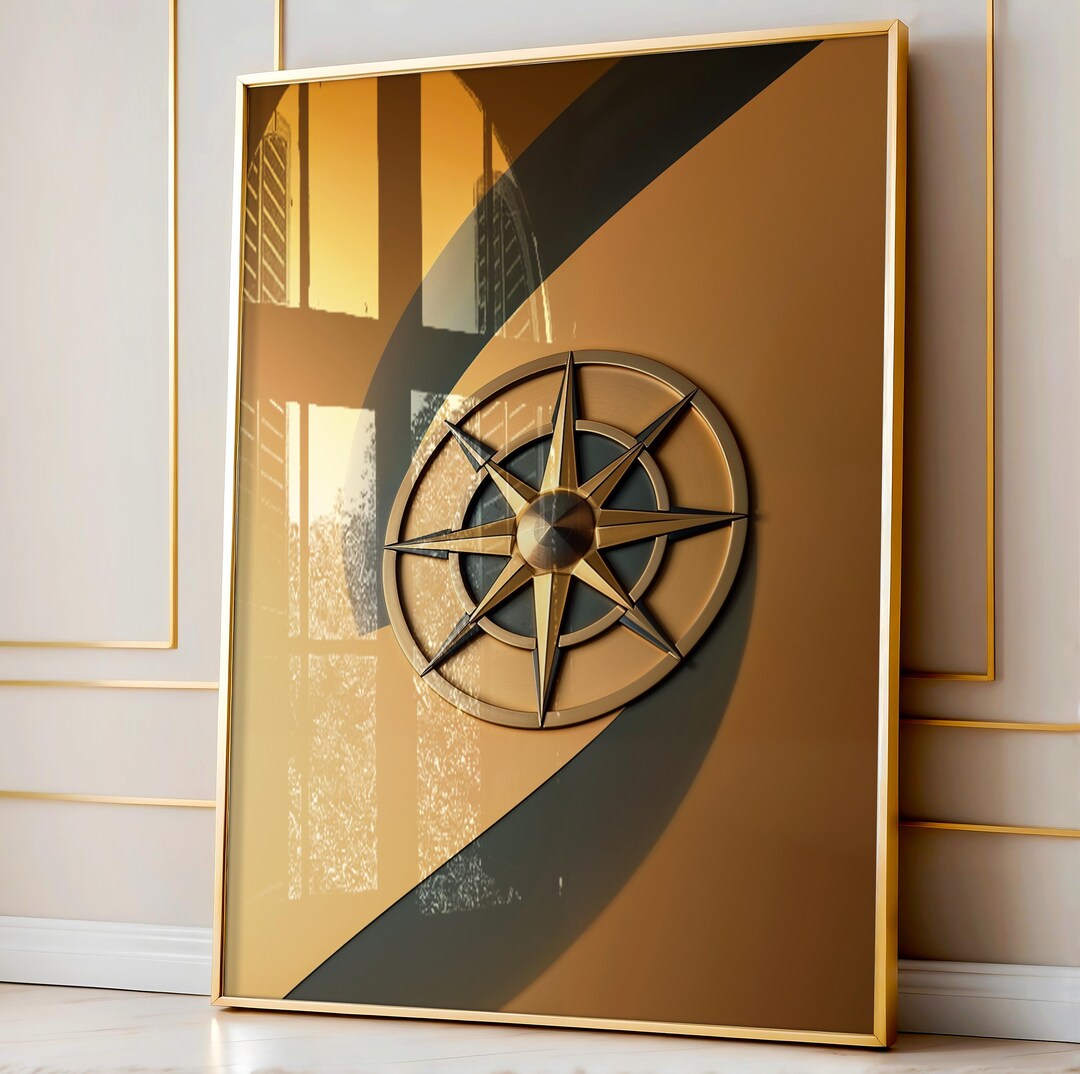 Luxury Norse Compass Art, Gold Vegvisir Poster, Viking Symbol Print ...