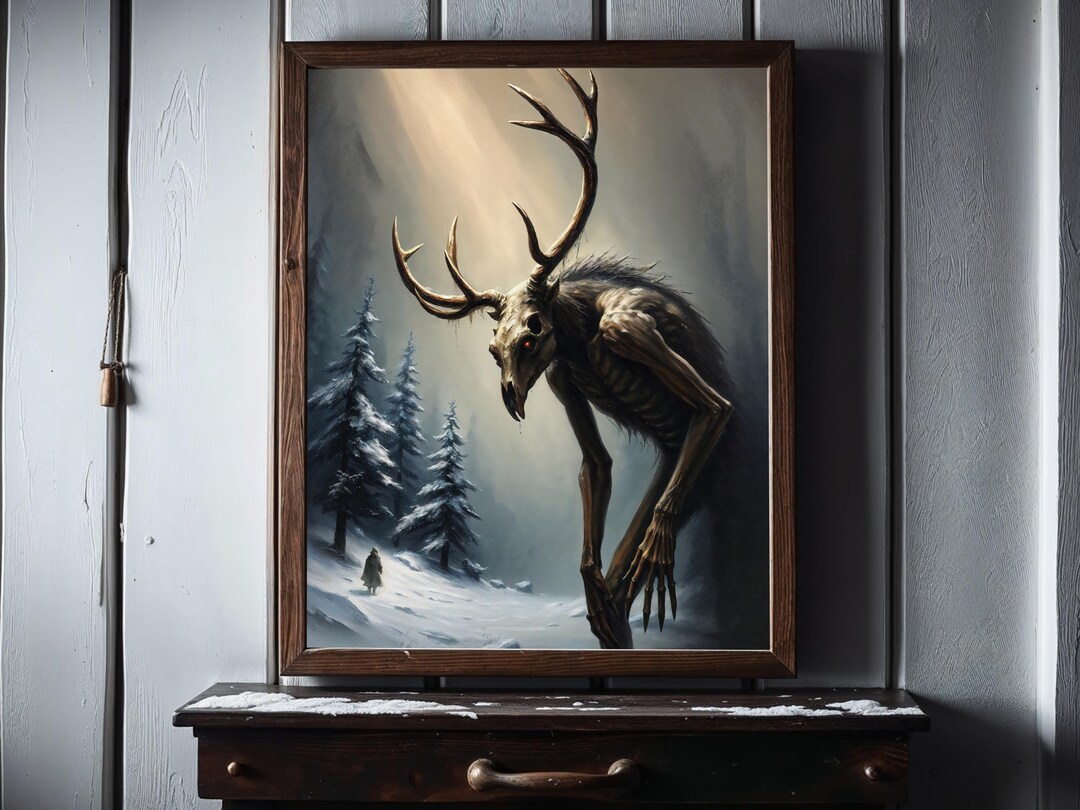 Wendigo Poster - Native American Cannibal Spirit Engraving Print, Dark ...