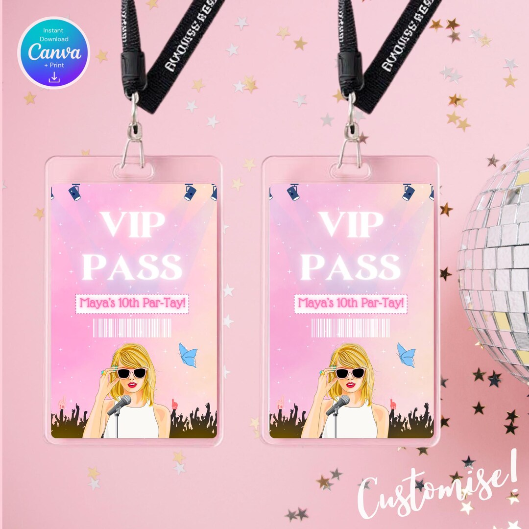Custom VIP Birthday Pass Taylor Swift Party Decor in My Birthday Era ...