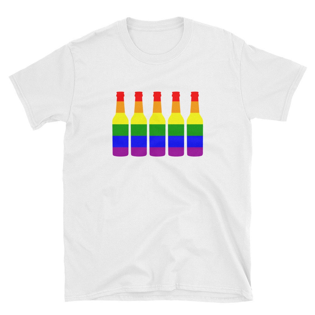 Rainbow Pride Flag Beer Lover Bottles LGBTQ Shirt Gift Gay Lesbian Bi ...