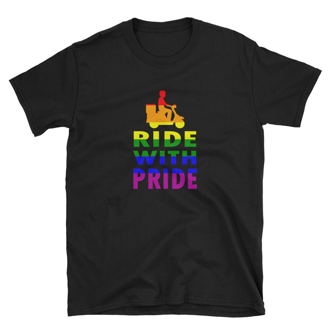 Ride With Pride Rainbow Flag Moped Scooter Shirt Gay Lesbian Bi-sexual ...