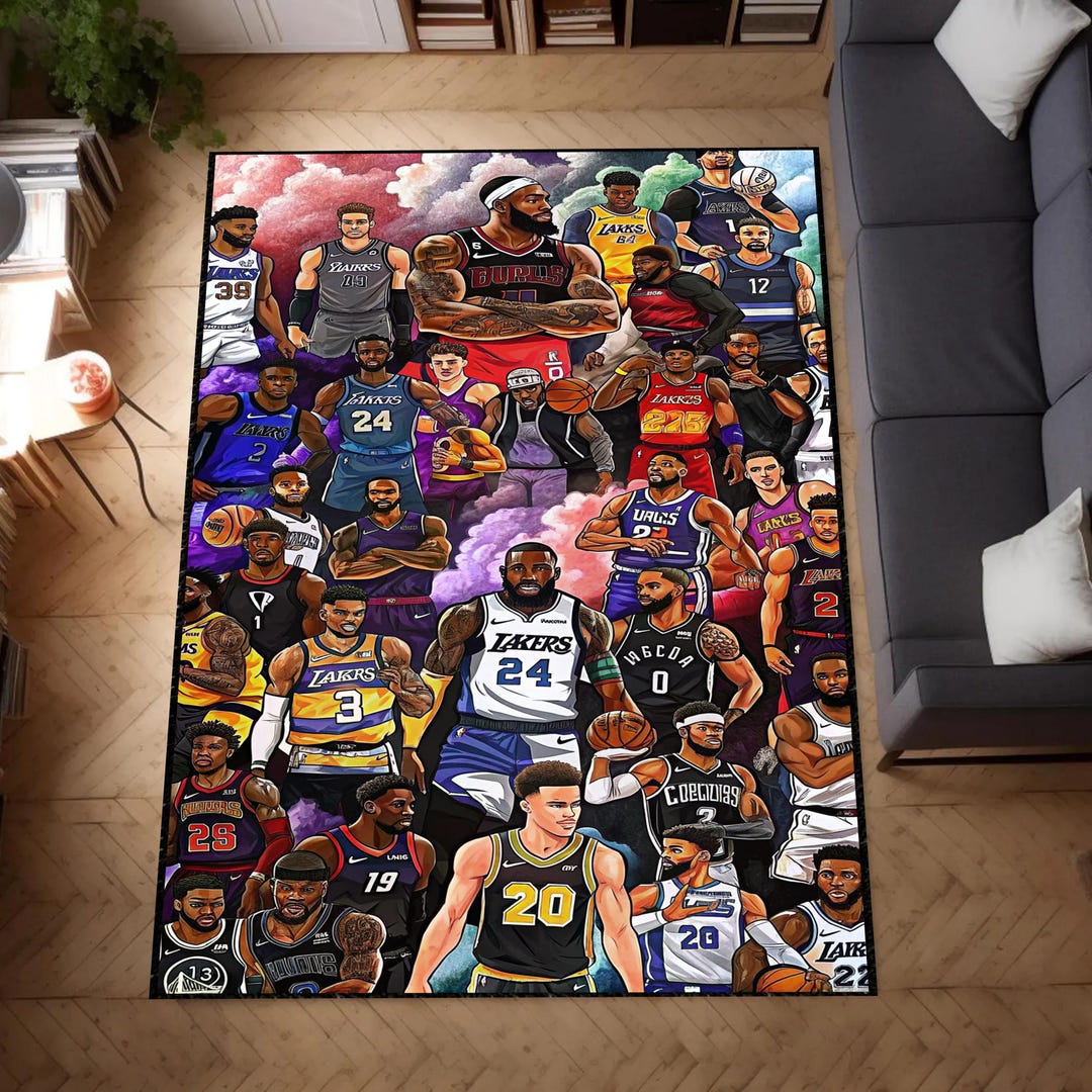 NBA Players Rug, Non-slip Basketball Area Rug, Sport Fan Gift - Etsy