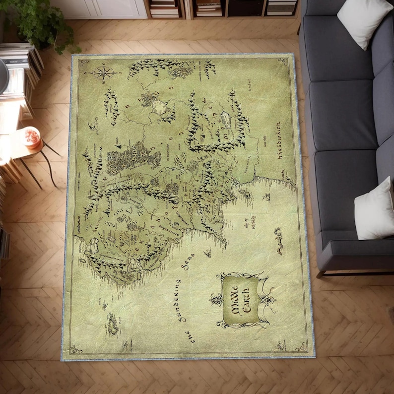 Middle-earth Map, Lord of the Rings Rug, Mysterious Map - Etsy