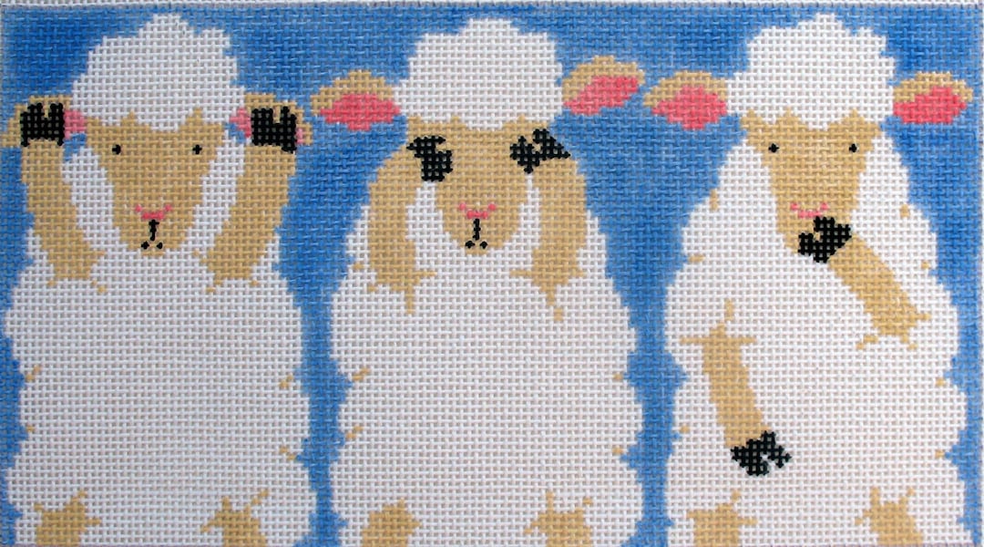 Three Sheep Hand Painted Needlepoint Canvas - Etsy