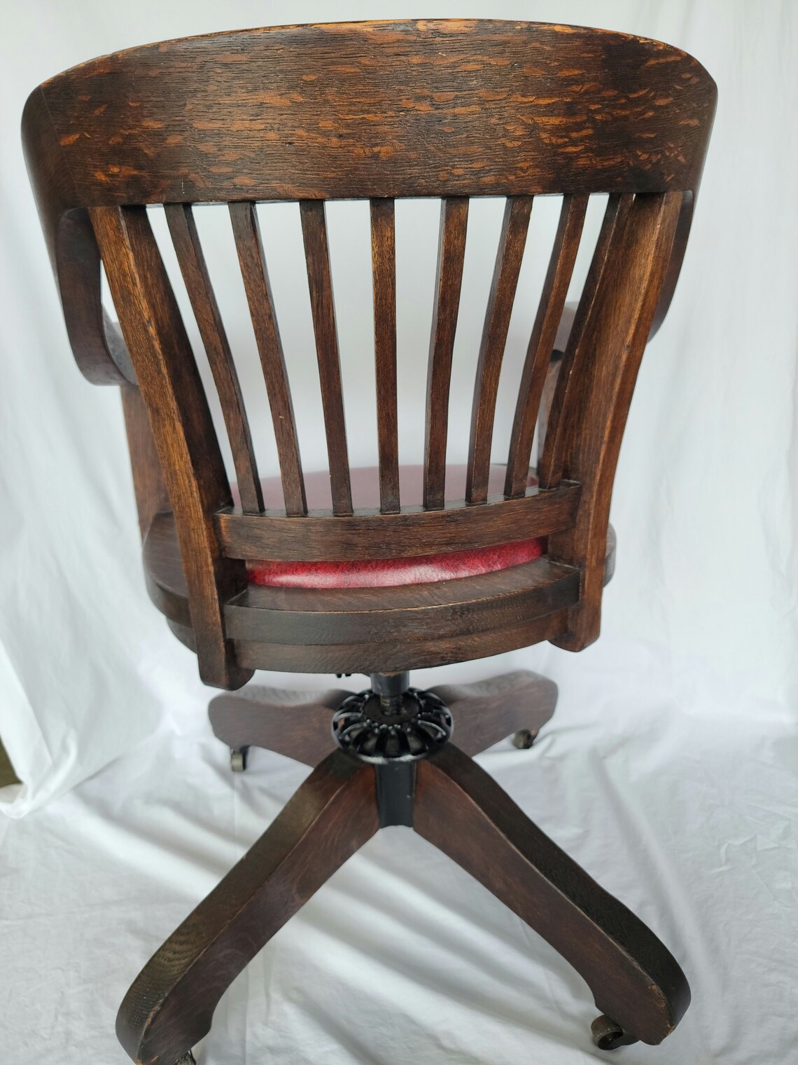 1920's Oak and Leather Swivel Arm Chair by Milwaukee Chair Company - Etsy