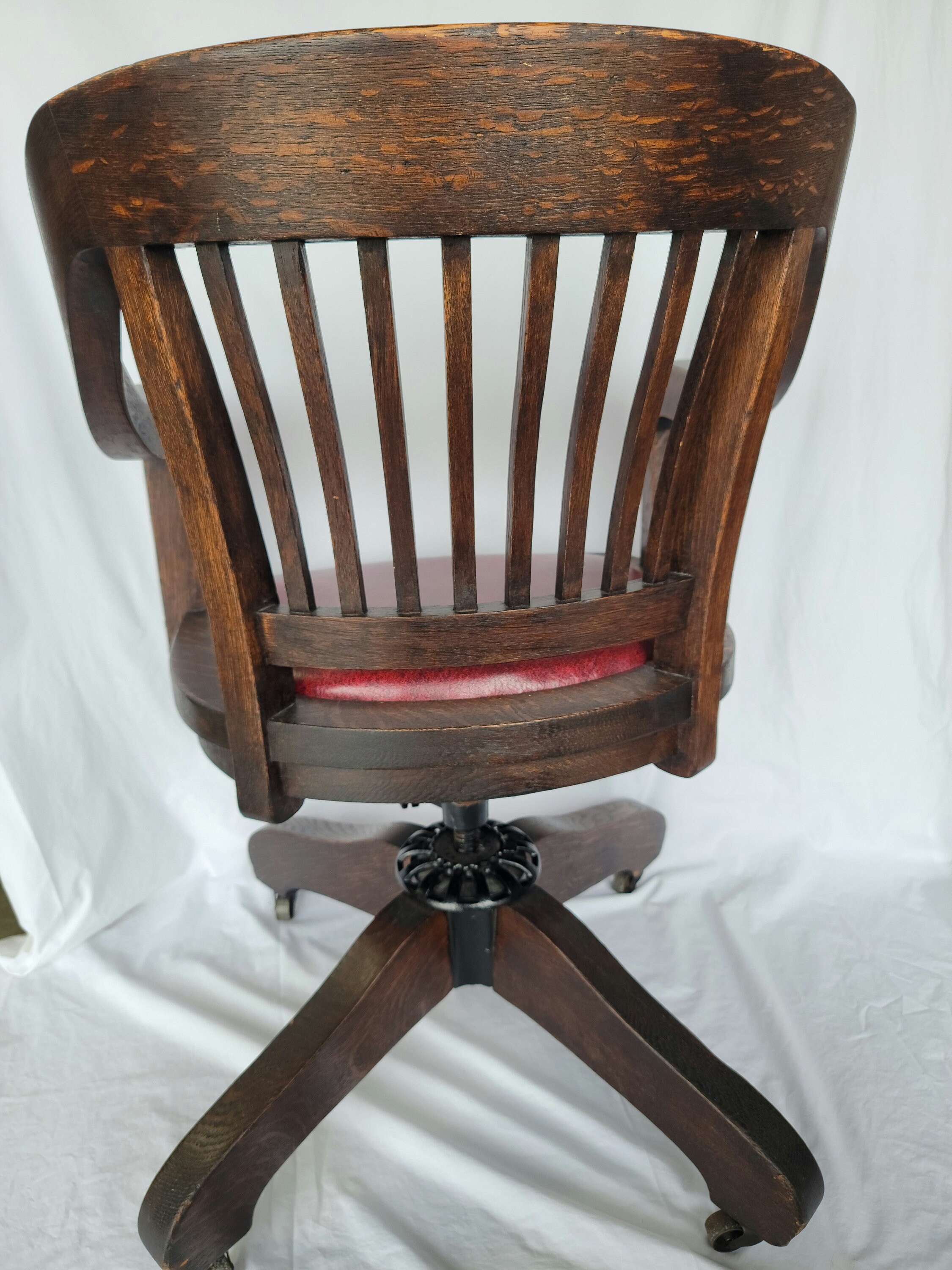 1920's Oak and Leather Swivel Arm Chair by Milwaukee Chair Company - Etsy