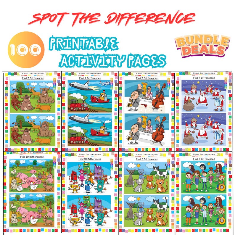 Fun Spot the Difference Activity Sheet for Kids Printable Brain Game ...