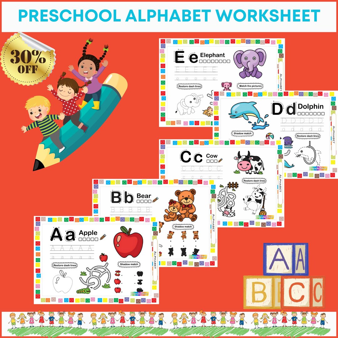 Preschool Alphabet Activity Bundle – ABC Tracing & Matching Worksheets ...