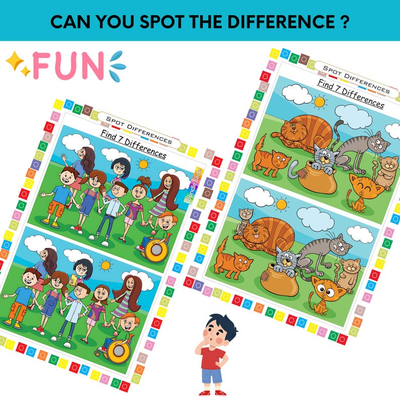 Fun Spot the Difference Activity Sheet for Kids Printable Brain Game - Etsy