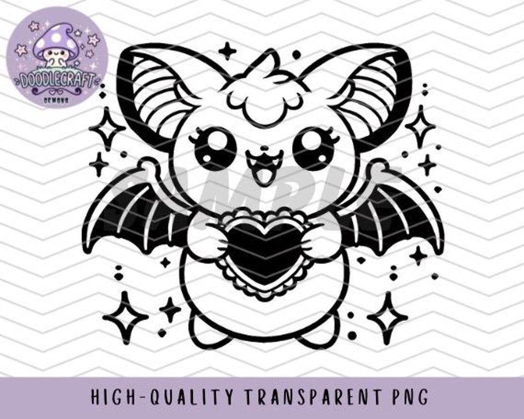 Kawaii Valentine Bat PNG | Gothic Cute Bat Clipart | Digital Download ...