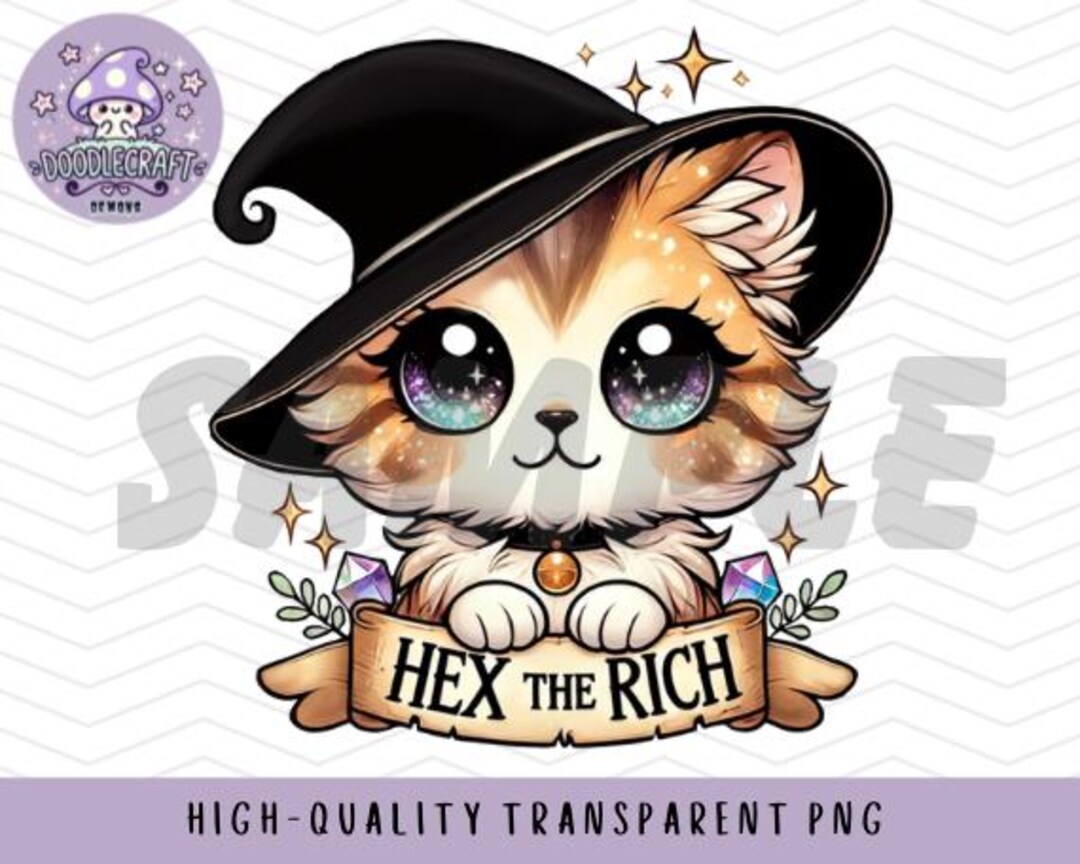 Hex the Rich Cat PNG | Witchy Protest Clipart | Cute Gothic Sublimation ...
