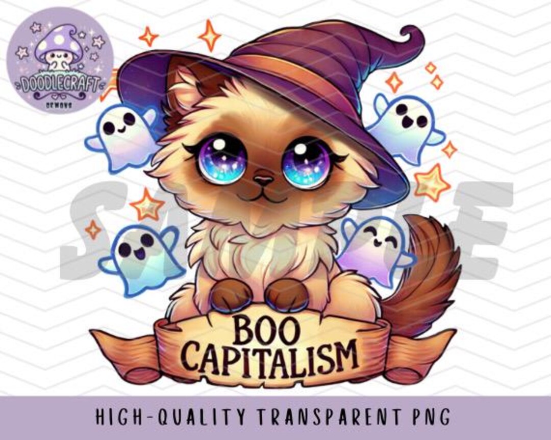 Boo Capitalism Cat PNG Witchy Protest Clipart Cute Gothic Sublimation ...