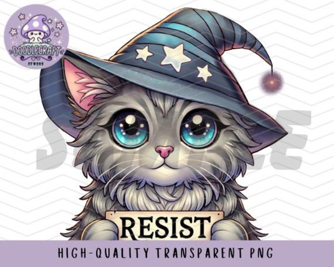 Resist Cat PNG | Witchy Protest Clipart | Cute Activist Sublimation ...