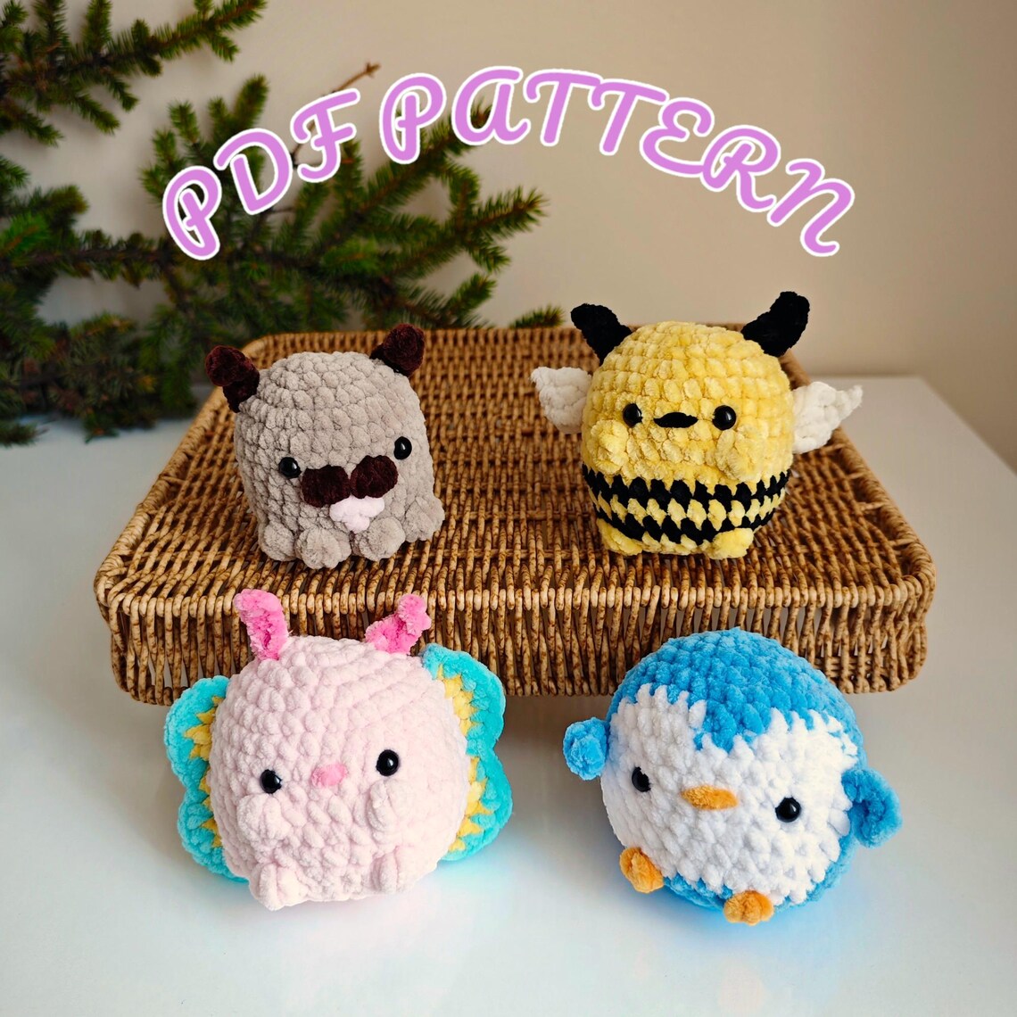 Crochet Pattern 4in1 – Bumble Bee, Dog, Butterfly, Penguin | Beginner ...