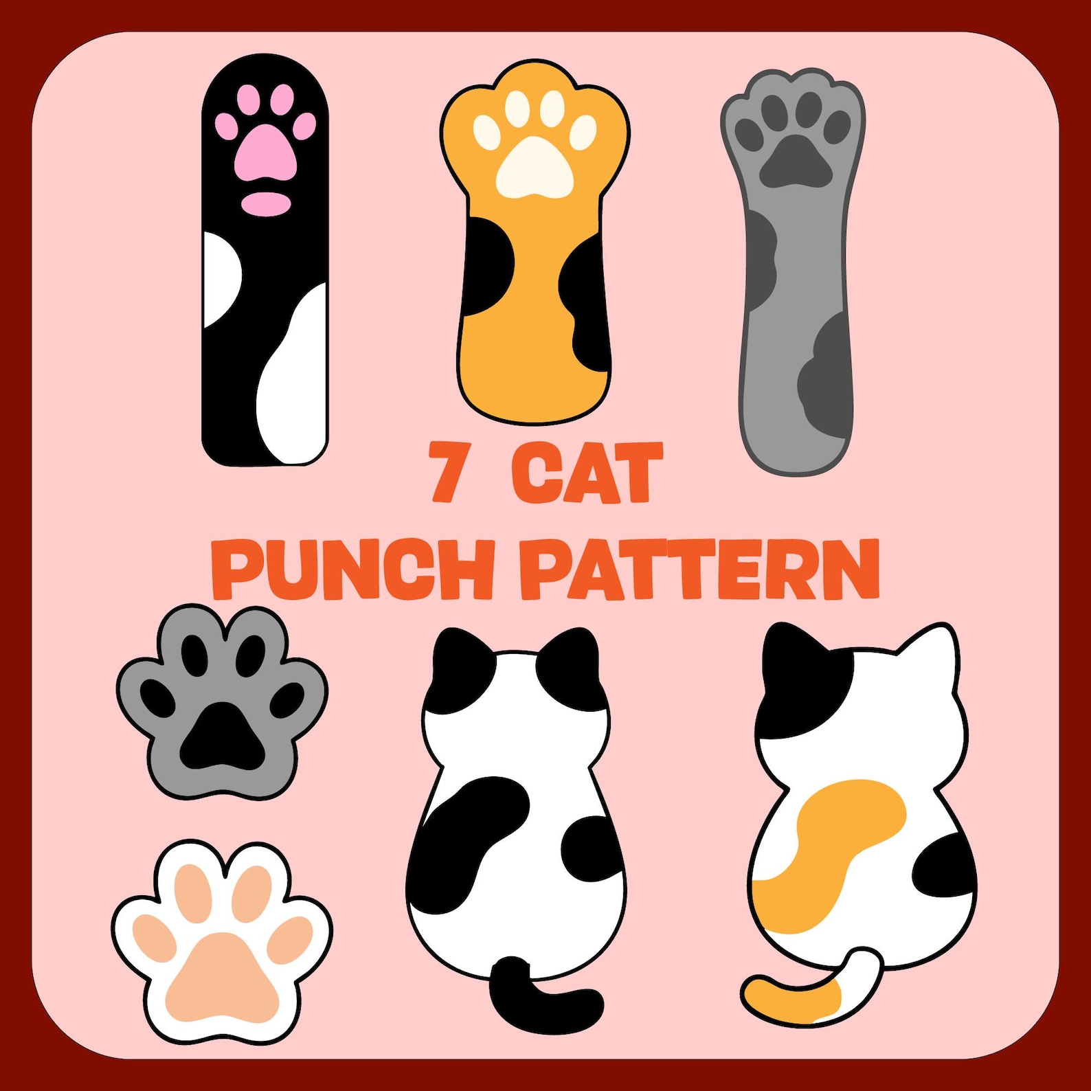 Cat Punch Needle Pattern Set: Calico & Paw Coaster Designs (PDF) - Etsy