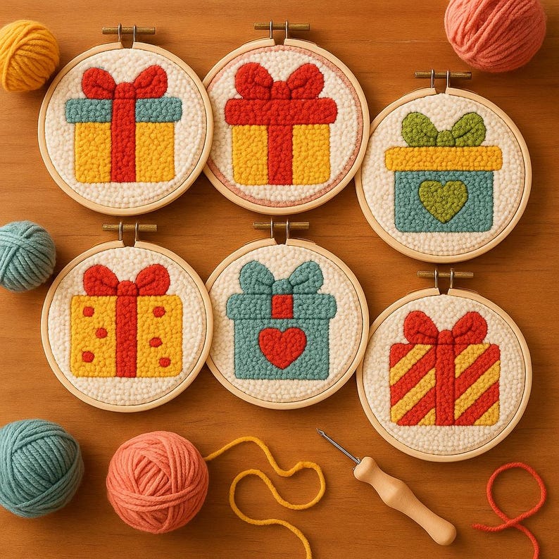 Christmas Punch Needle Coaster Patterns: 54 Embroidery Designs (PDF ...
