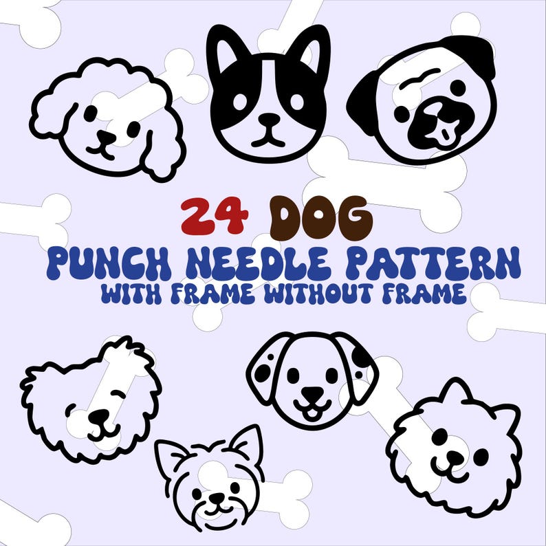 Dog Punch Needle Pattern Set: 24 Beginner-friendly Designs (PDF ...