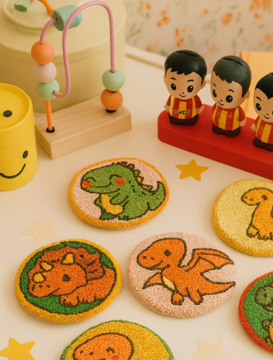 Dinosaur Punch Needle Coaster Template: Yarn Art Pattern (digital ...