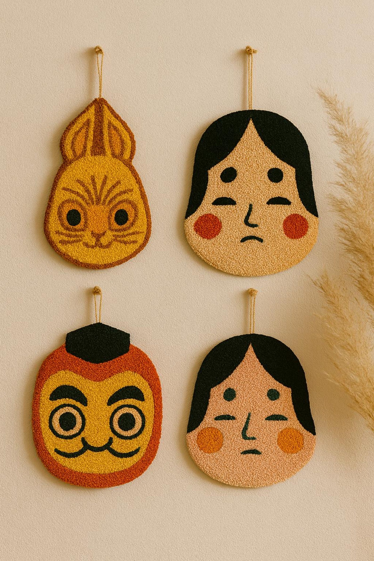 Japanese Mask Punch Needle Pattern Set: Kitsune, Oni, Daruma (PDF ...