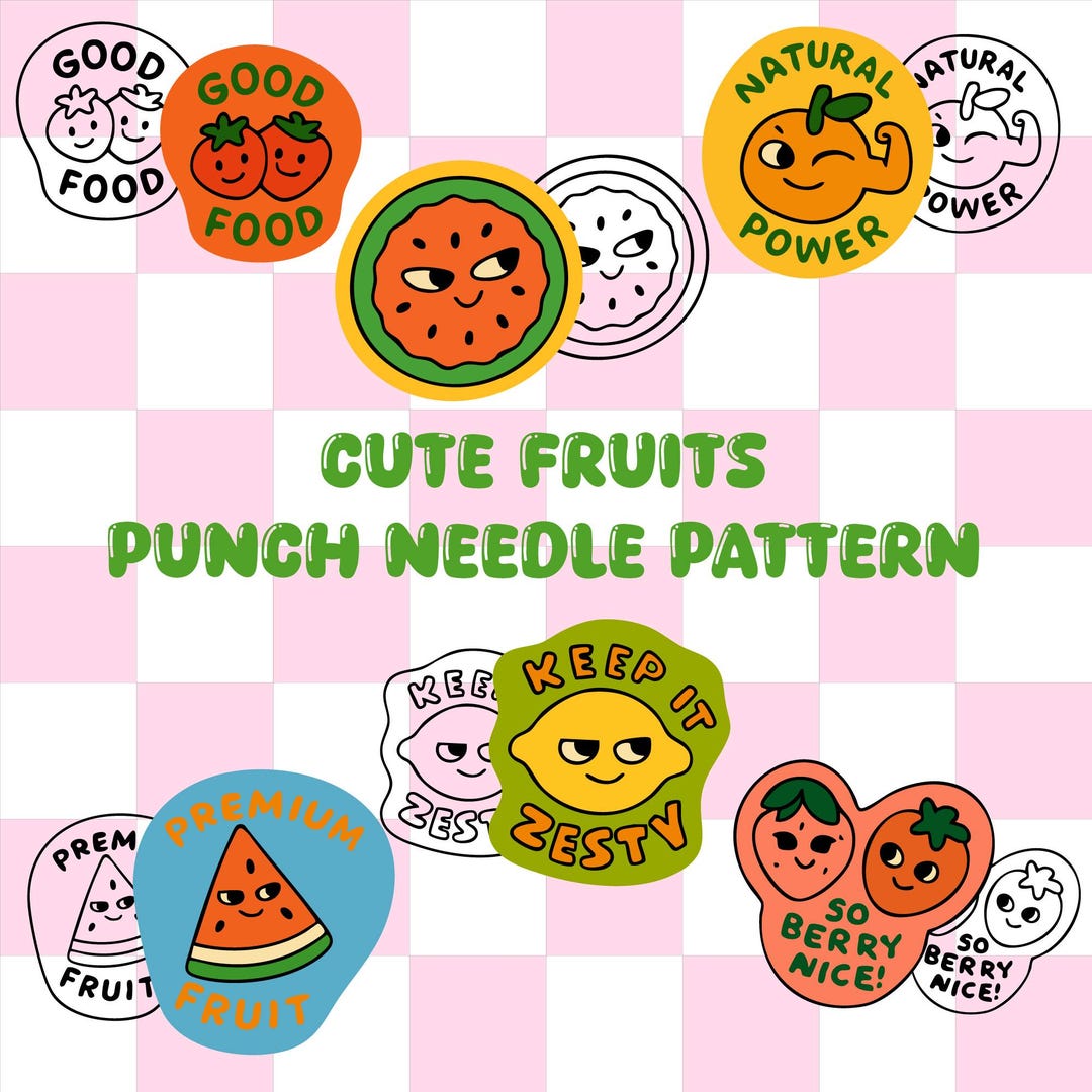 Fruits Punch Needle Coaster Pattern: Beginner Yarn Art (PDF Download ...