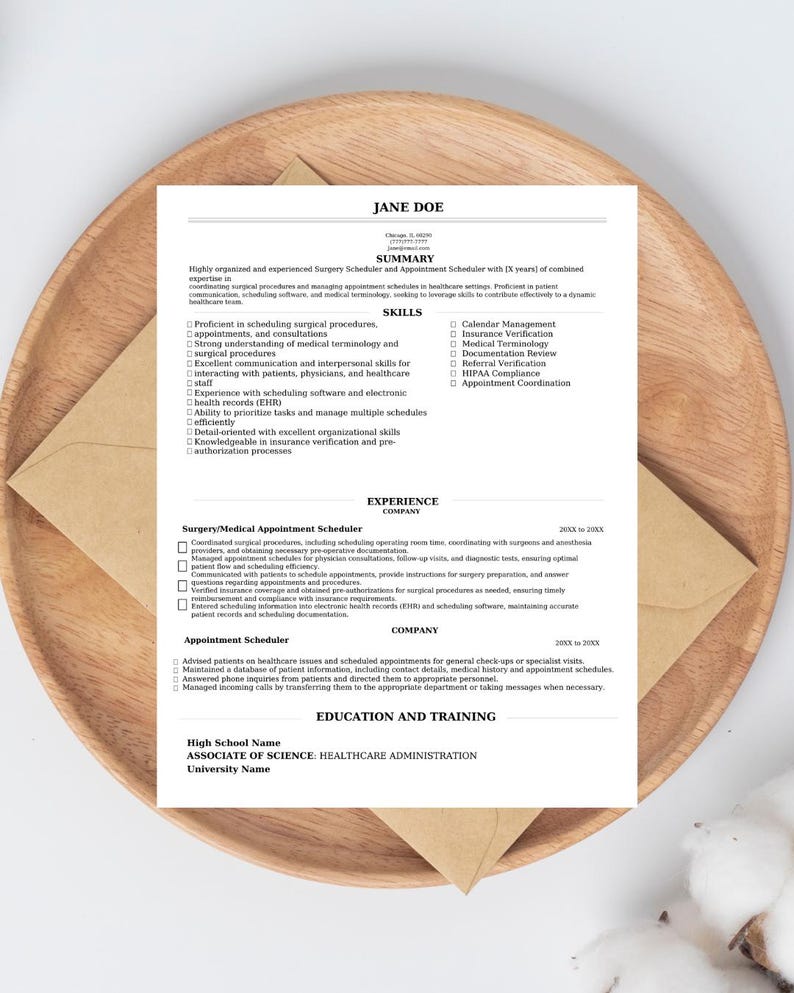 Appointment Scheduler Resume Template | Professional Editable Resume ...