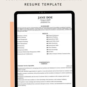 Customer Service Resume Template | Ats-friendly Professional CV ...