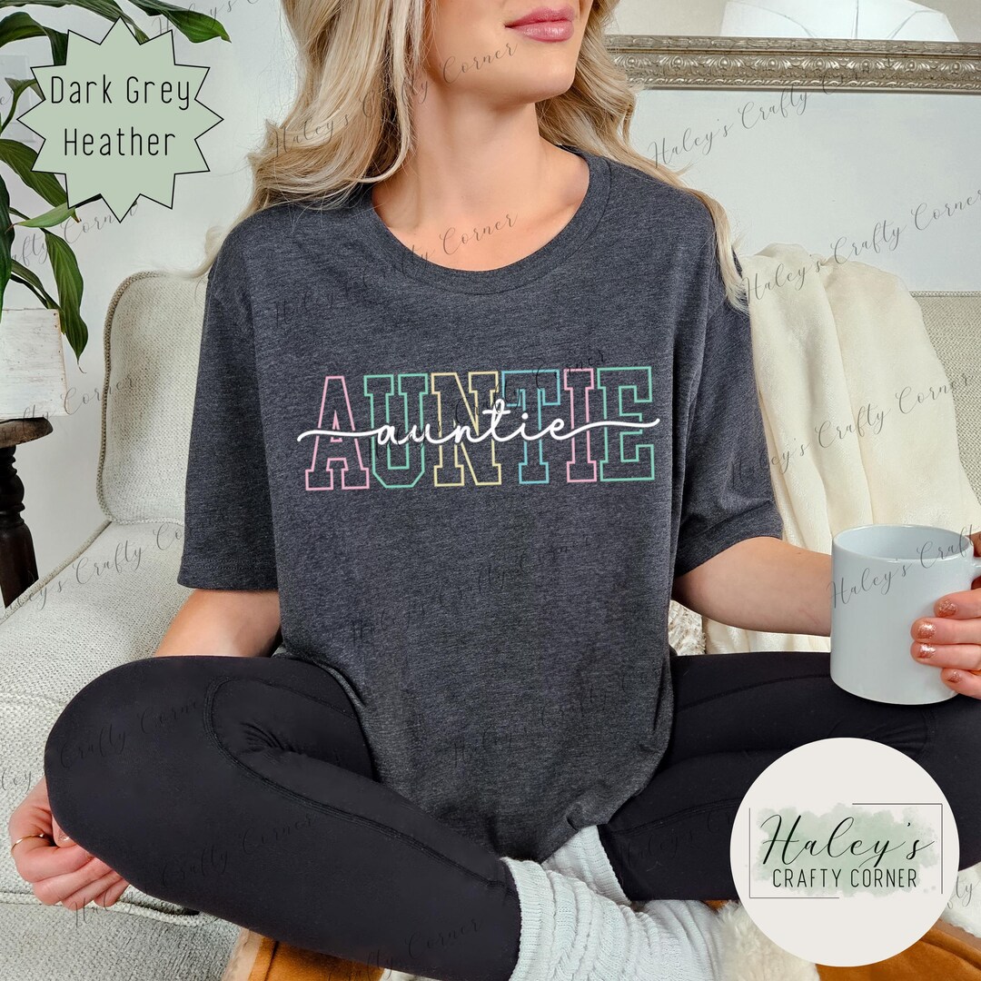 Pastel Script Auntie Shirt | Trendy Colorful Auntie Tee - Etsy