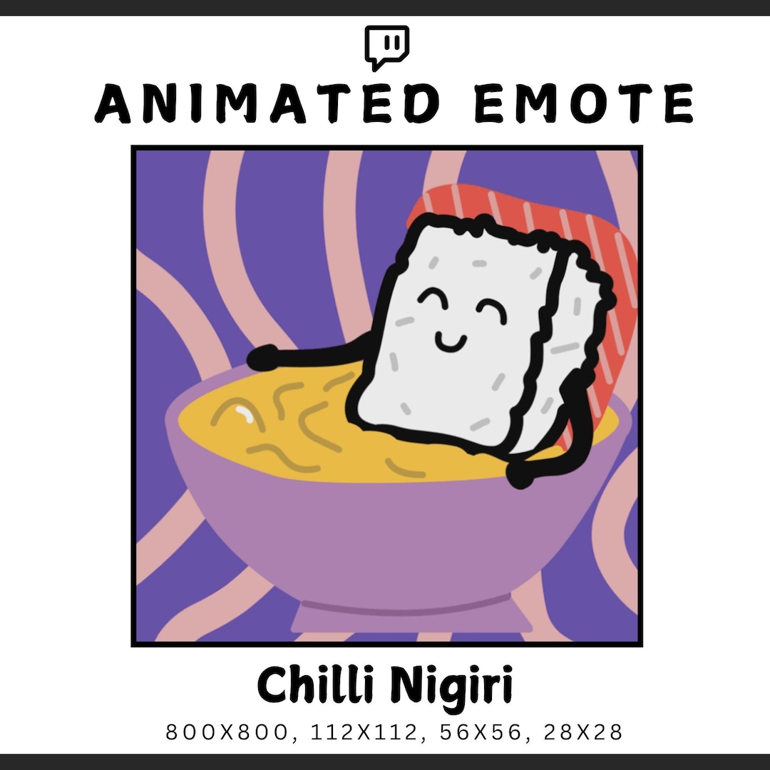 Animated Twitch Emote, Cute Sushi Emote for Streamers, Chill Sushi ...