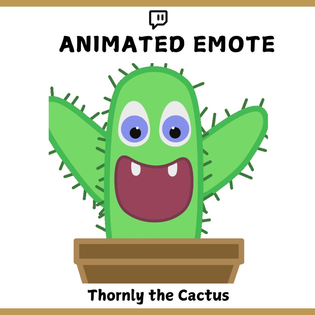 Animated Emote, Cute Nervous Waving Cactus Emote, Panic Alert Emote for ...