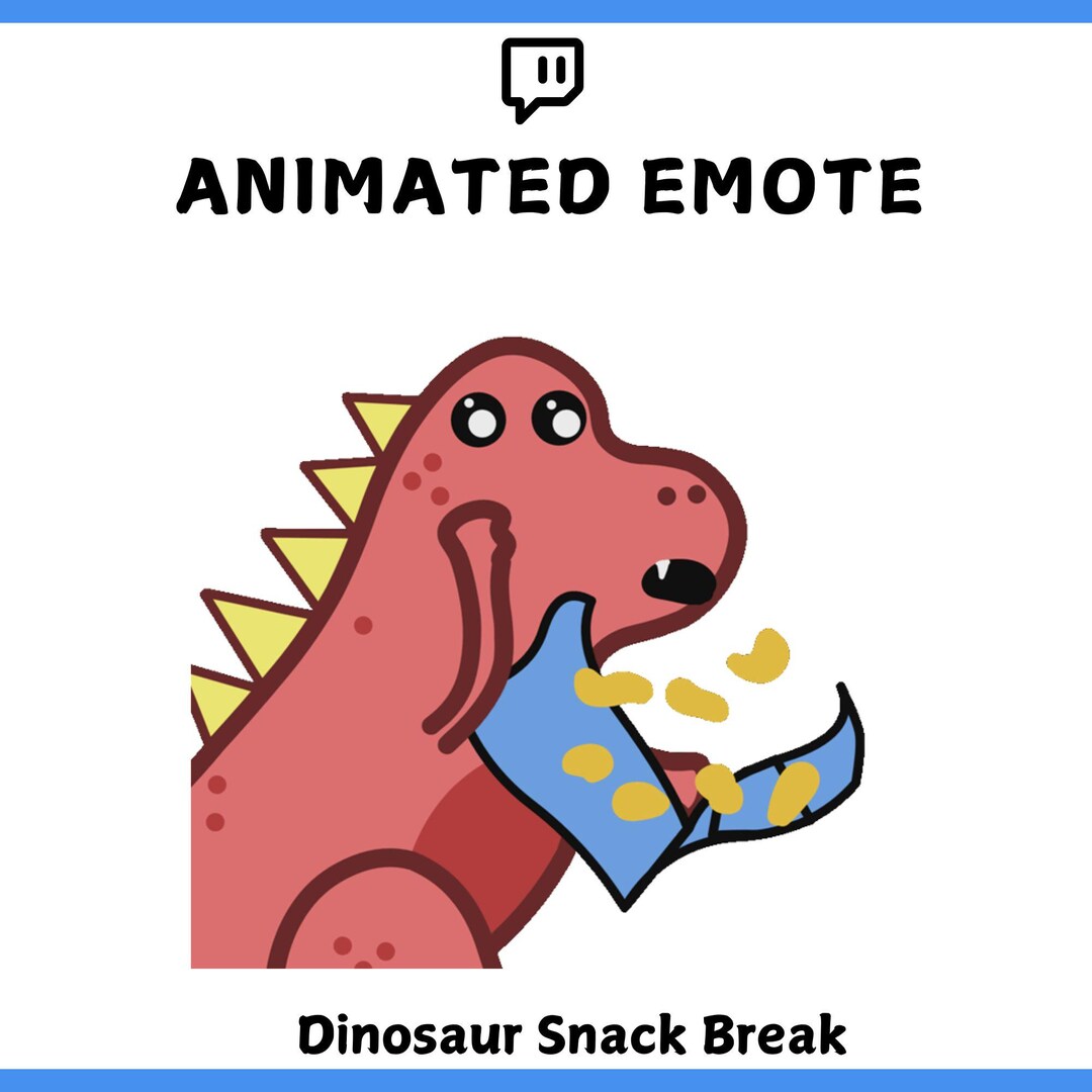 Animated Twitch Emote, Cute T-rex Dinosaur Emote Spilling Chips ...