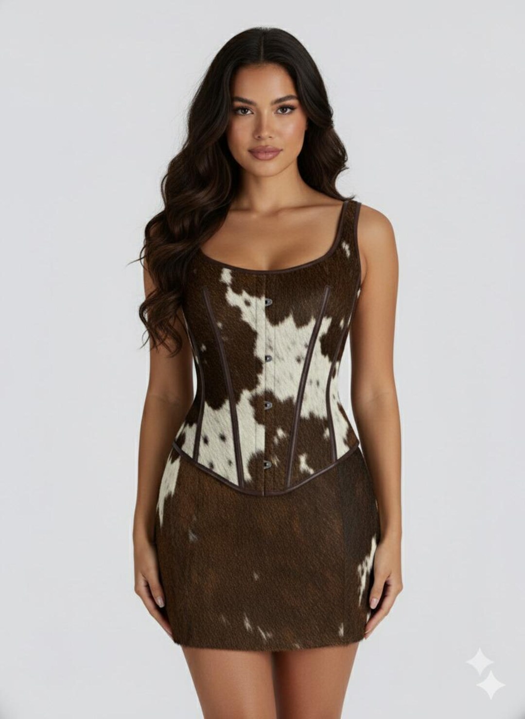 Natural Cowskin Leather Cow Hairs Coreset With Leather Matching Skirt ...