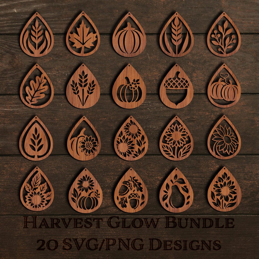 Fall Earring SVG Bundle: 20 Laser Cut Autumn Designs (digital Download ...