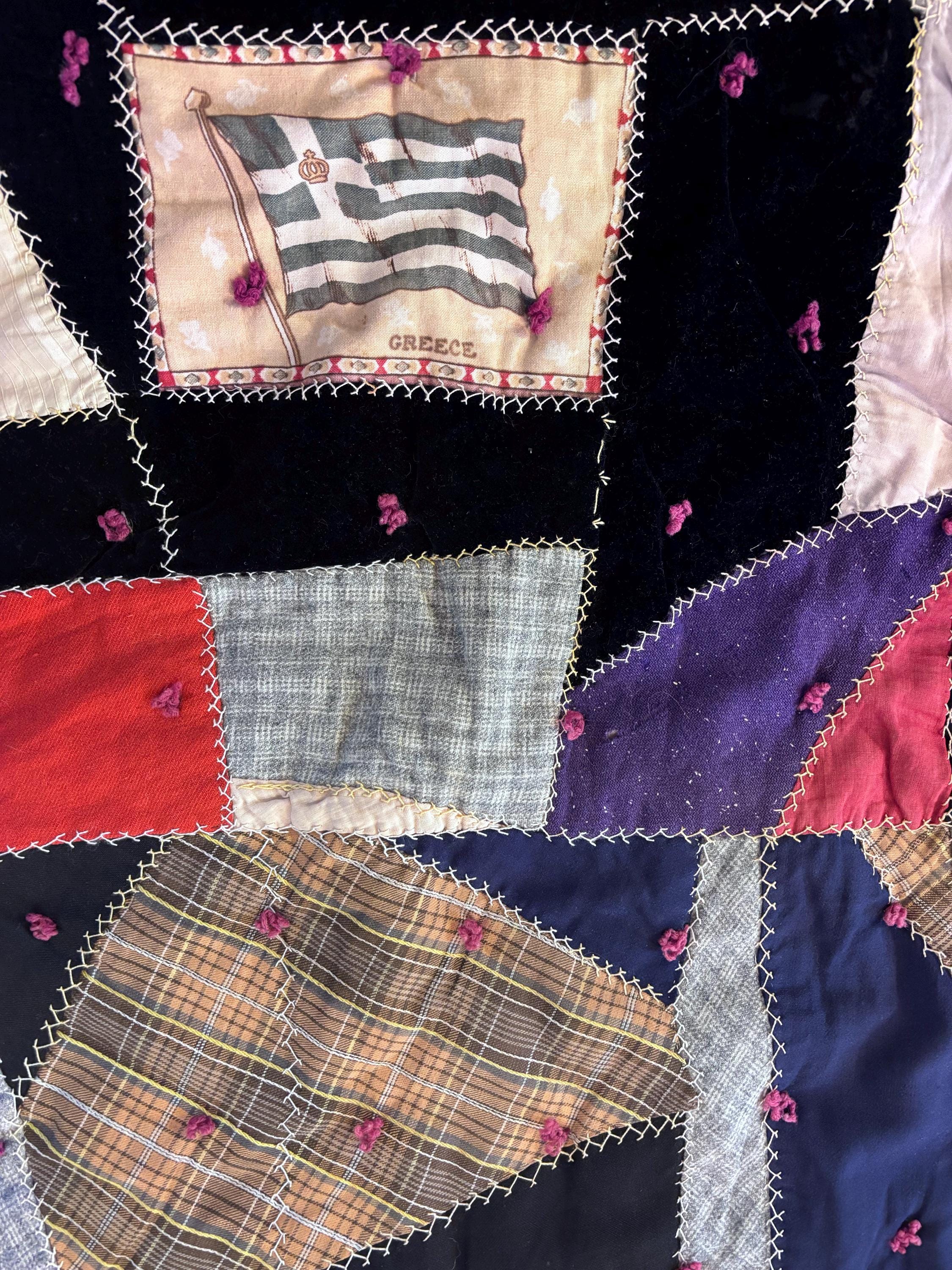 Vintage Crazy Quilt Flags of the World Antique Patchwork Blanket - Etsy