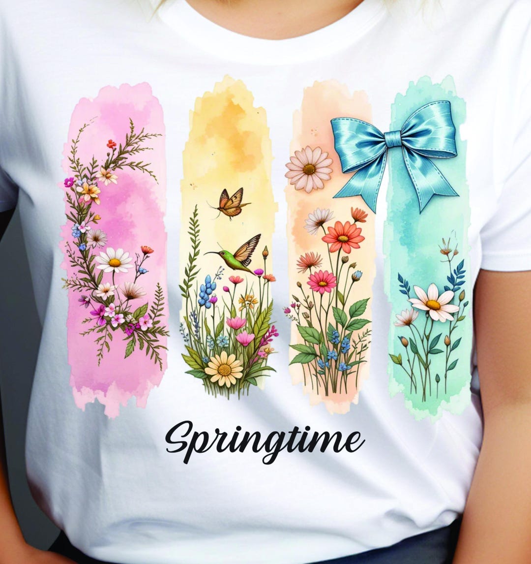 Springtime T-shirt Design PNG Watercolor Butterfly Garden, Coquette ...