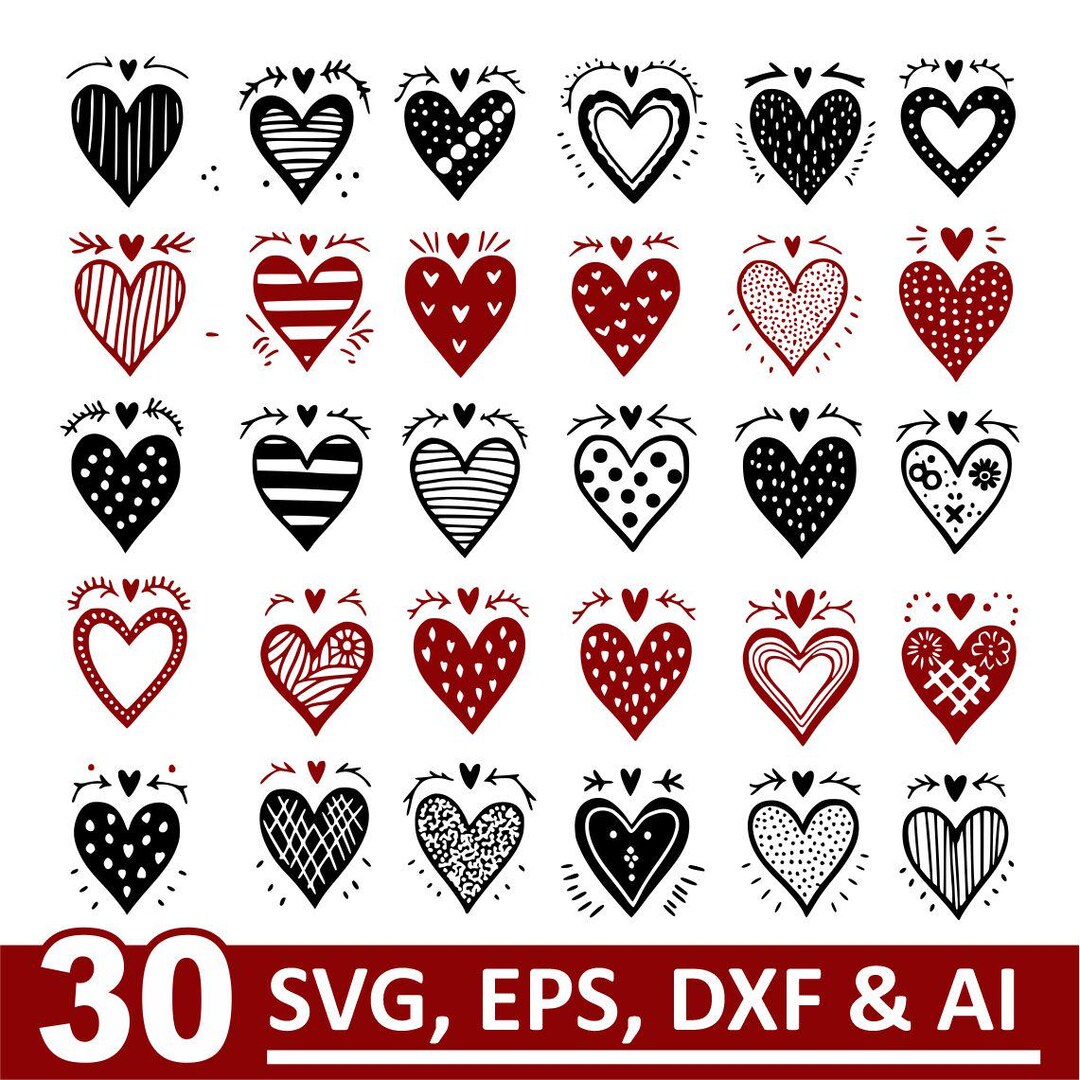 Heart SVG Bundle: Lovely Hearts, Cute Heart Cut Files, Amazing Heart ...