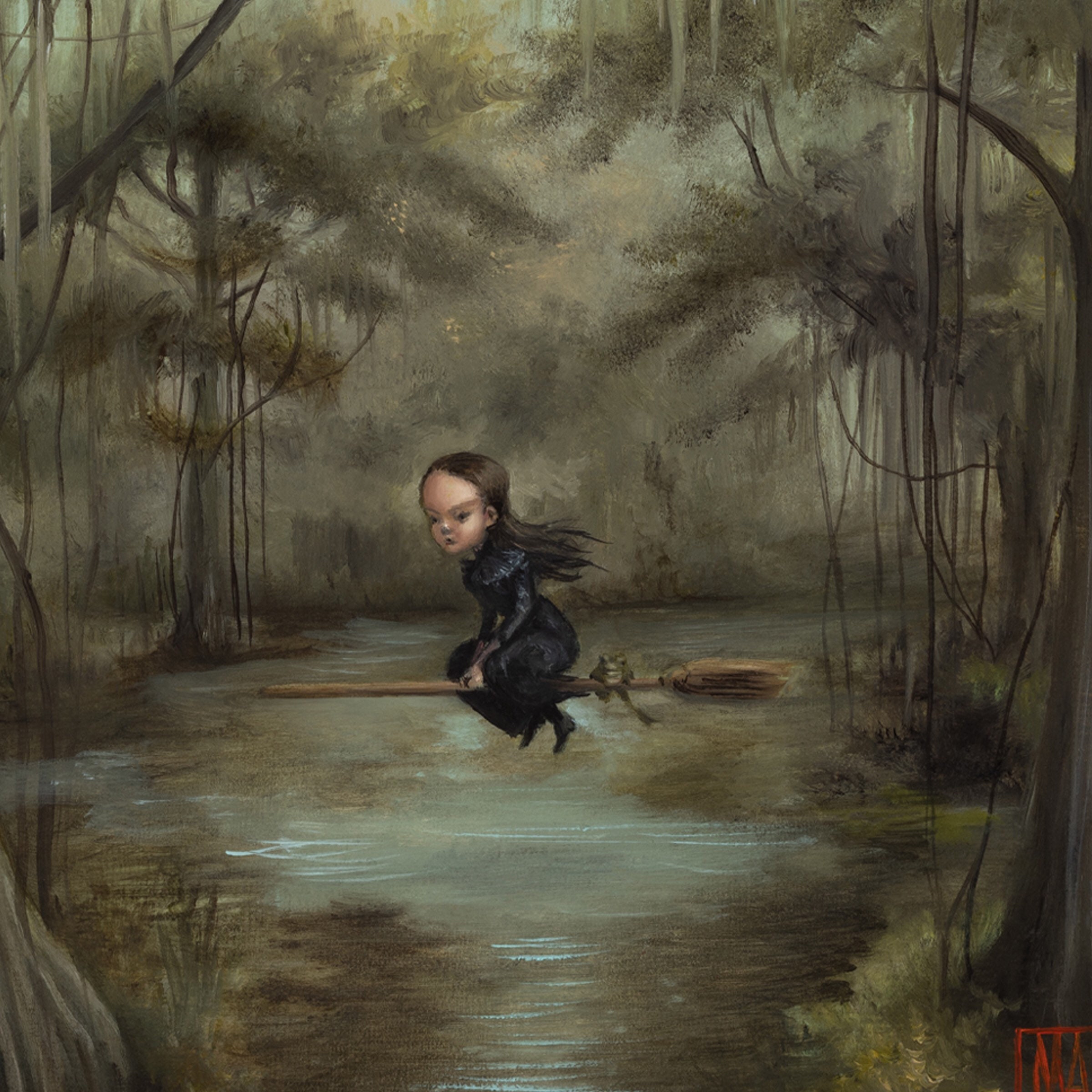 Tanith and Her Broom- 5 X 5 Mini Fine Art Print by Mab Graves - Etsy