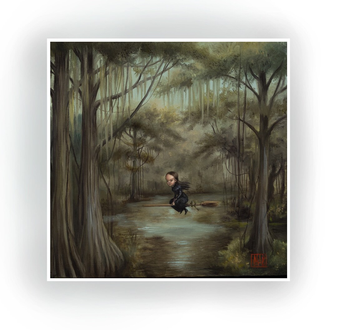 Tanith and Her Broom- 5 X 5 Mini Fine Art Print by Mab Graves - Etsy