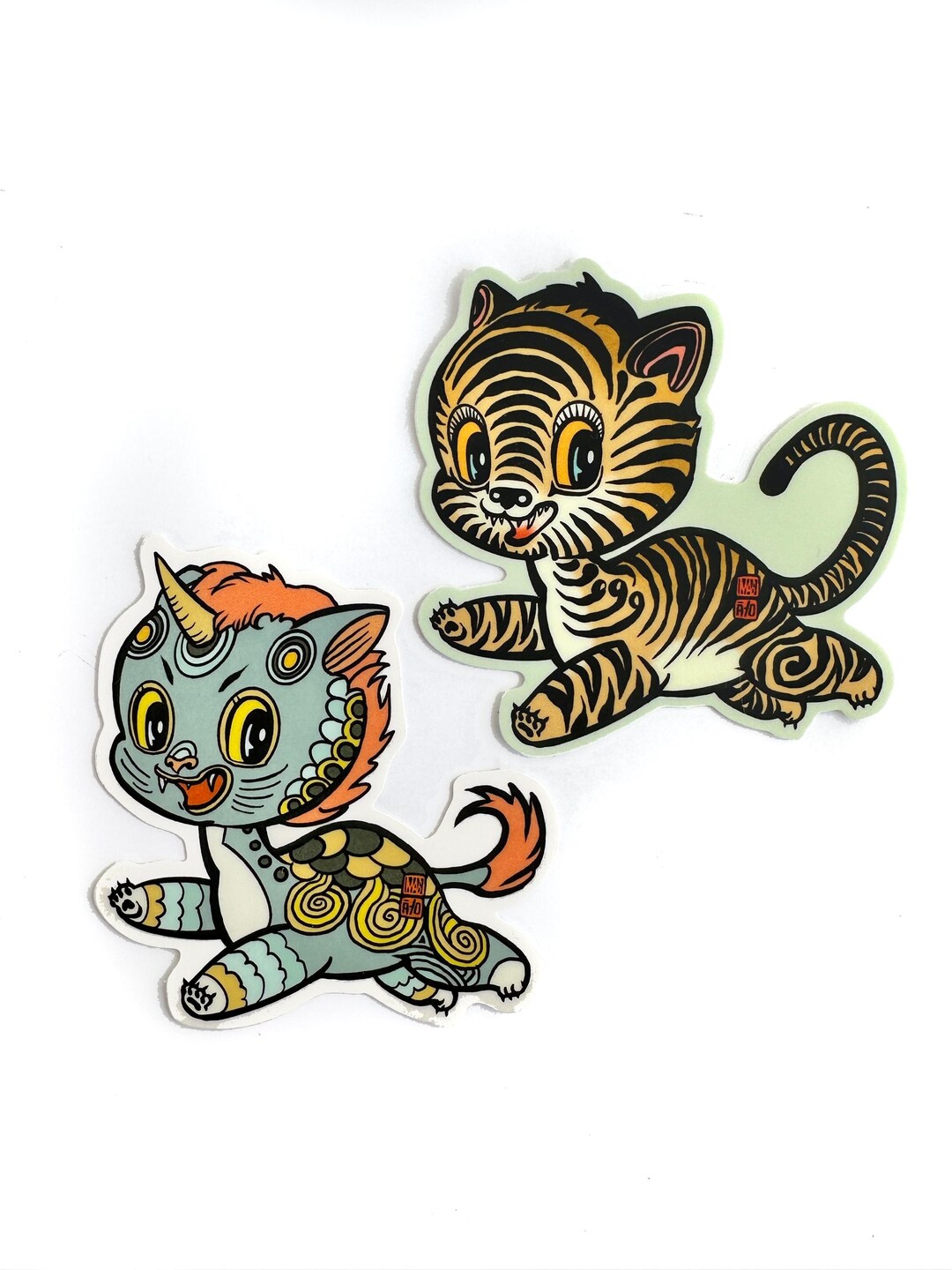 Haechi and Horangi - Korean Mythical Mascot Tiger and Chimera Sticker ...