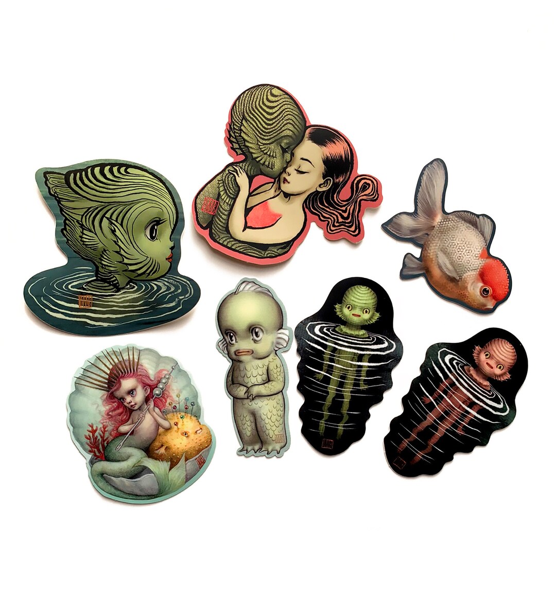 Water Critters 7 Matte Large Vinyl Water Creatures Stickers by Mab ...