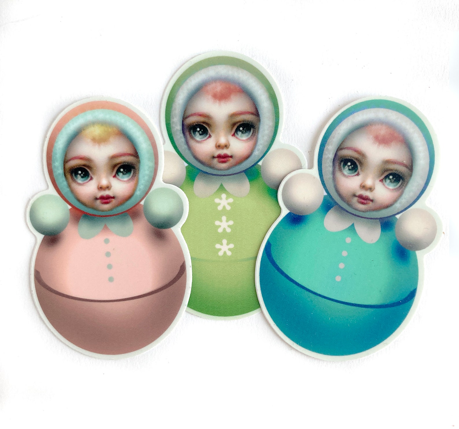 Roly Poly Sticker Set 3 Vinyl Silkscreen Stickers by Mab | Etsy