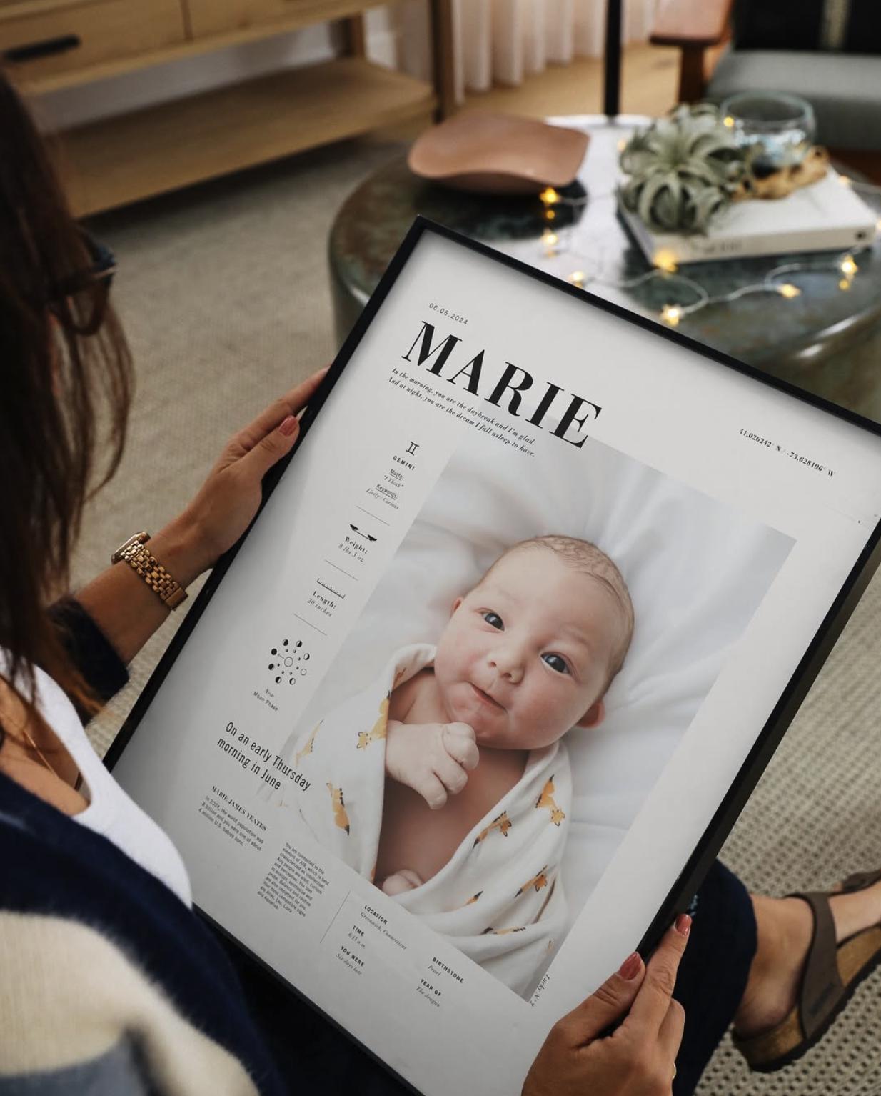 Personalized Baby Stats Poster, Newborn Birth Print, Nursery Wall Art ...