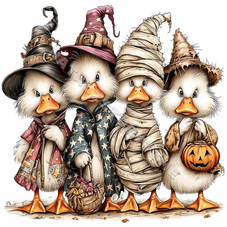 Quirky Halloween Duck 10 JPG Spooky Cartoon Clipart Printable ...