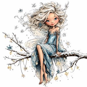 Winter Ice Fairy 12 JPG Fairytale Cartoon Clipart Printable Watercolor ...