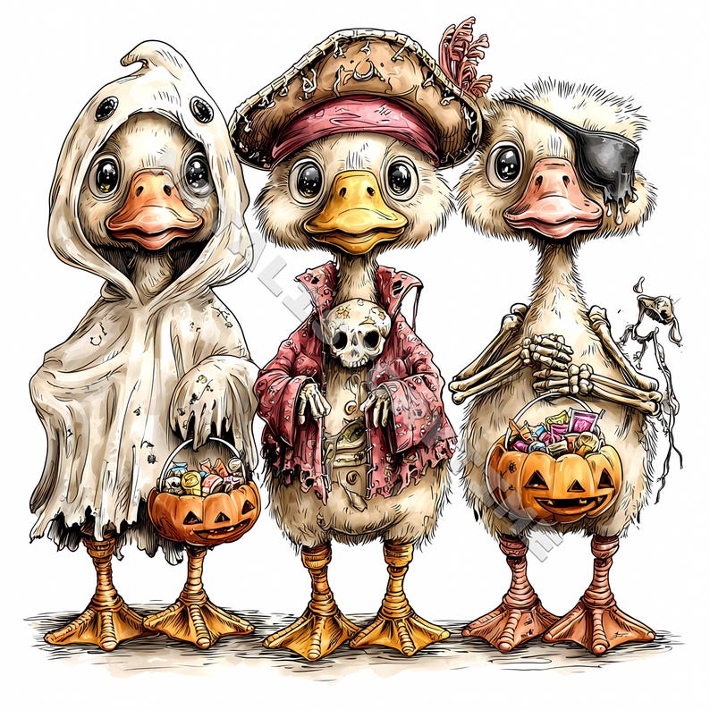 Quirky Halloween Duck 10 JPG Spooky Cartoon Clipart Printable ...
