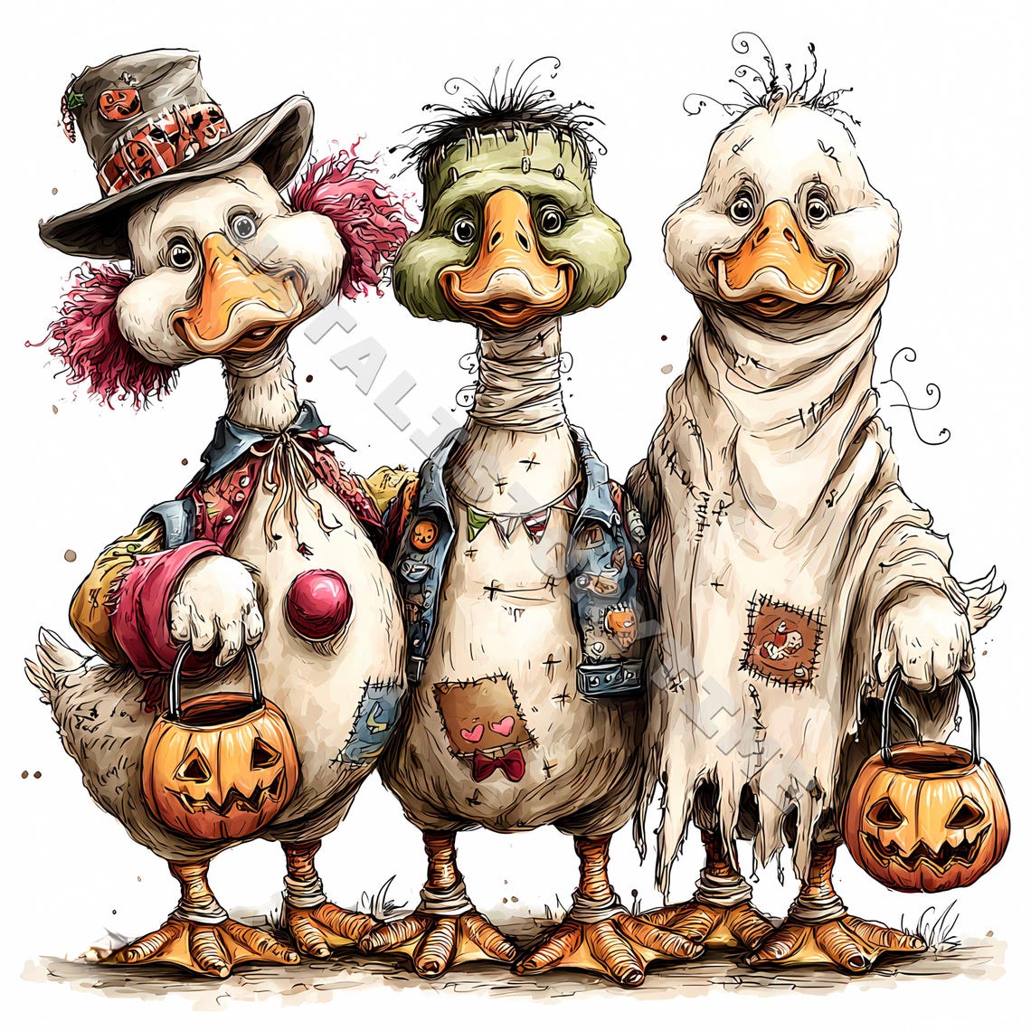 Quirky Halloween Duck 10 JPG Spooky Cartoon Clipart Printable ...