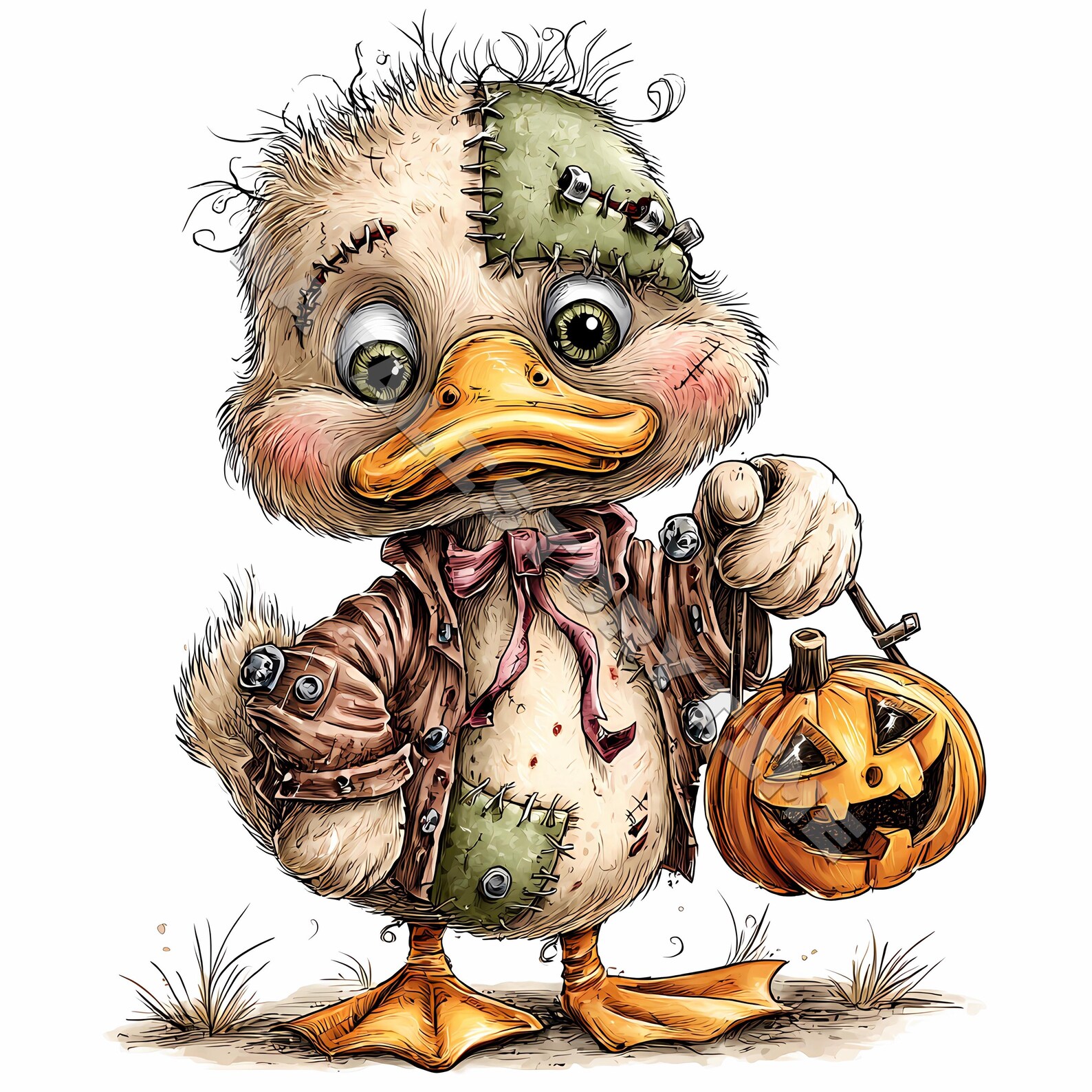 Spooky Halloween Duck 10 JPG Fall Cartoon Clipart Printable Watercolor ...