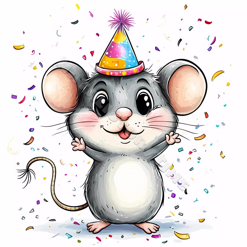 Quirky Birthday Mouse Clip Art Party Animals Design 10 JPG Printable ...