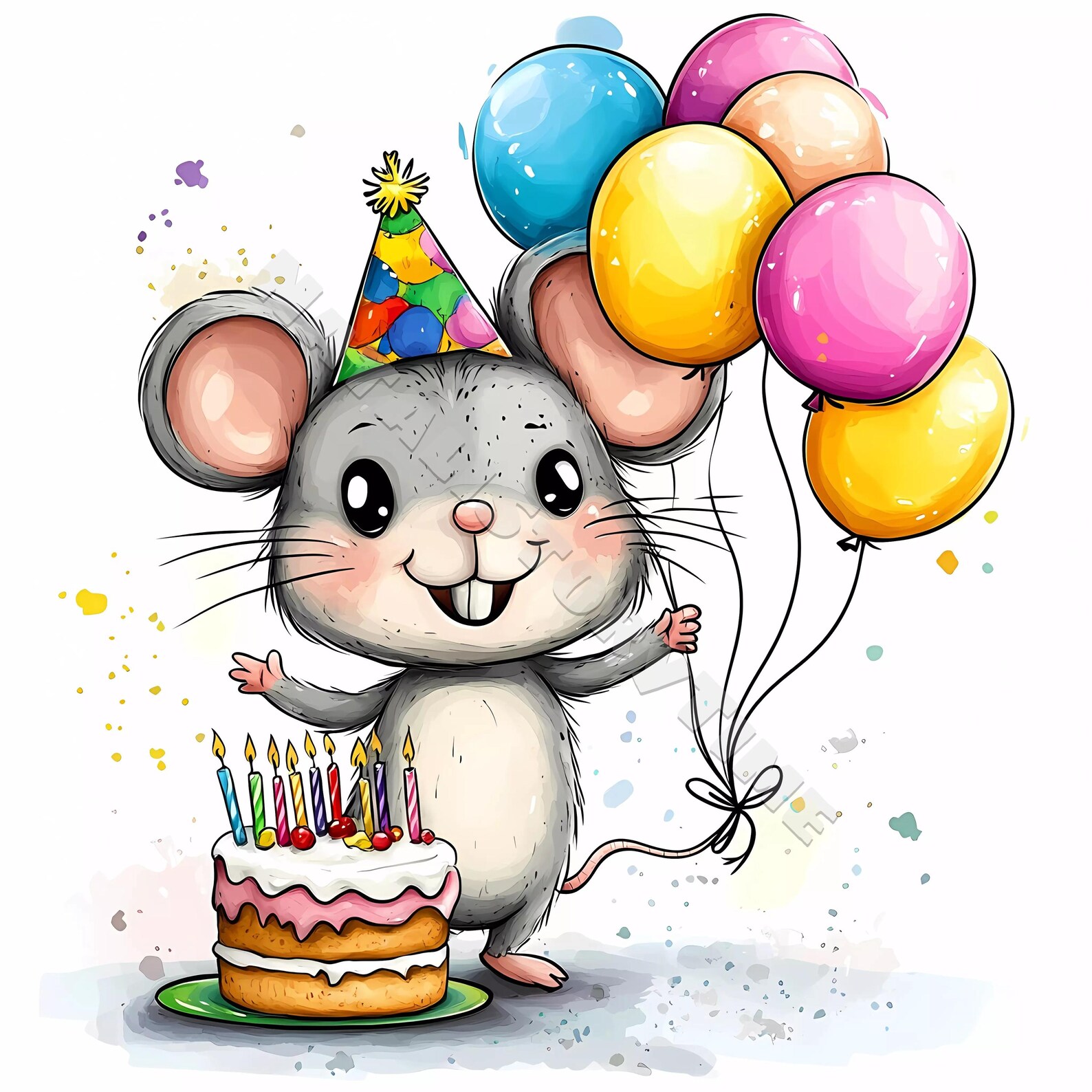 Quirky Birthday Mouse Clip Art Party Animals Design 10 JPG Printable ...